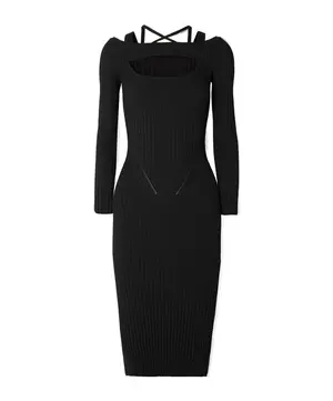 ANDREĀDAMO Ribbed-knit Midi Dress - Black