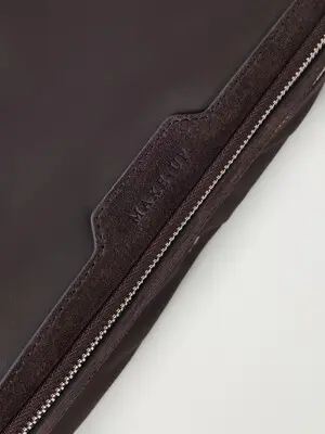ANYA HINDMARCH Suede-trimmed Shell Cosmetics Case - Brown