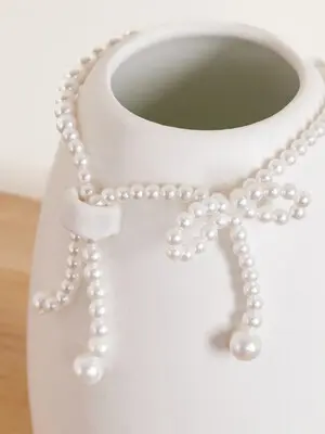 Completedworks Pearl-effect Bead-embellished Ceramic Vase