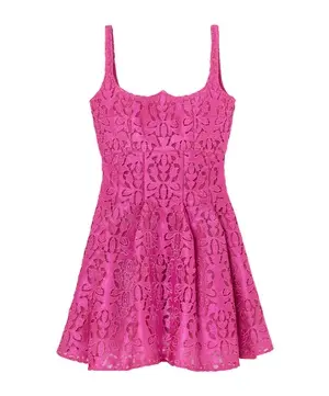 EMILIA WICKSTEAD Pleated Embossed Mini Dress - Pink
