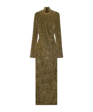 PETAR PETROV Metallic Pleated Maxi Dress - Green