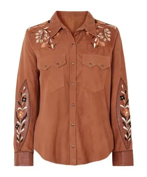 FORTELA Fortela Embroidered Suede Shirt