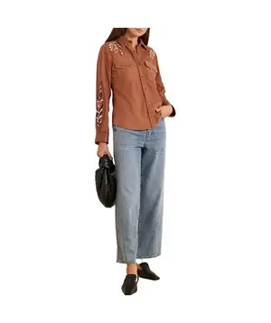 FORTELA Embroidered Suede Shirt