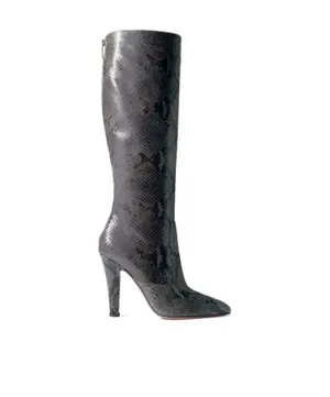 Paris Texas Snake-effect Leather Knee Boots - Black