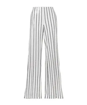 L'Agence Striped Sequined Slim-leg Crepe Pants - White