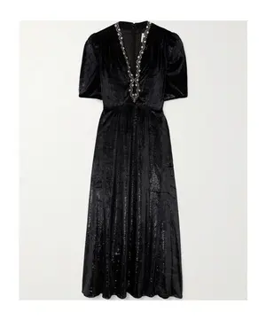 Saloni Velvet Dress - Black