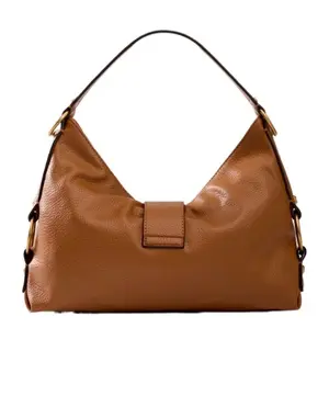 Guess Camden Logo-plaque Pebbled Midi Shoulder Bag - Brown
