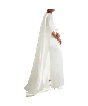 Solace Leni Cape-effect Crepe And Faille Gown