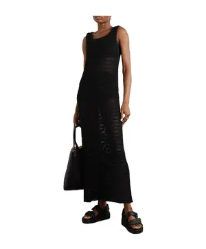 Le Kasha Shali Crocheted Organic Linen Maxi Dress