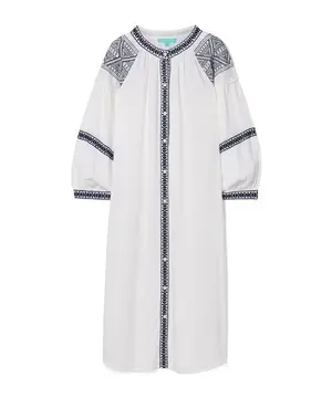 Melissa Odabash Belted Embroidered Voile Midi Dress - No