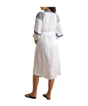 Melissa Odabash Belted Embroidered Voile Midi Dress