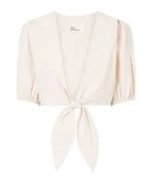 Lisa Marie Fernandez Pouf Cropped Cotton-poplin Wrap Top - White