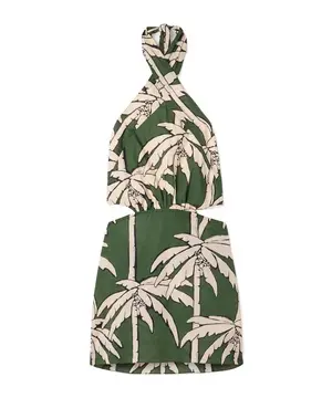 Johanna Ortiz Halterneck Cut Out Mini Dress - Green