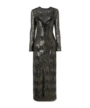 Johanna Ortiz Actitud Nautica Sequinned Tulle Maxi Dress - Black