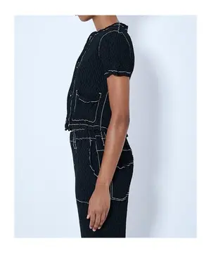 Issey Miyake Short-sleeve Crinkle Ensemble Cardigan