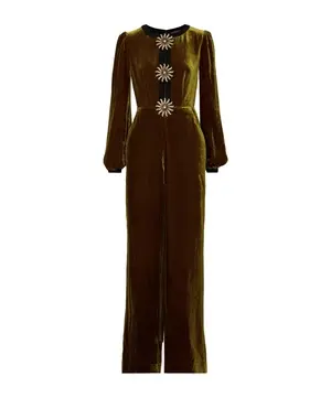 Saloni Cut-out Embellished Jumpsuit - Brown
