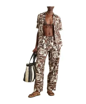 Mara Hoffman Printed Hemp Straight-leg Pants - Brown