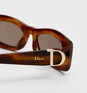 Dior Rectangular Acetate Sunglasses With Gold Tone Hinges