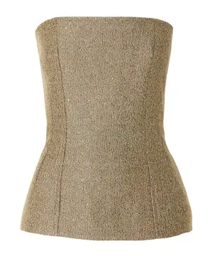 EMILIA WICKSTEAD Metallic Tweed Bustier Top - Nude