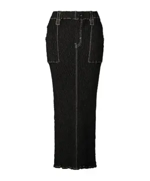 Issey Miyake Midi Skirt With Contrast Stitching And Elasticated Waistband