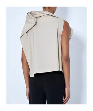 Issey Miyake Asymmetrical Zip Detail Sleeveless Top