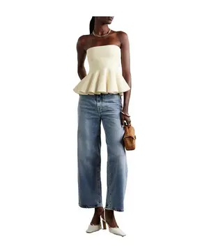 A.L.C. Eliza Strapless Ruffled Stretch-knit Top
