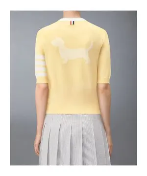 Thom Browne Hector-motif 4-bar T-shirt - Light Yellow