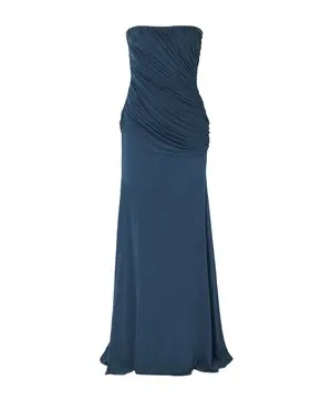 Alex Perry Strapless Draped Jersey Gown - Blue