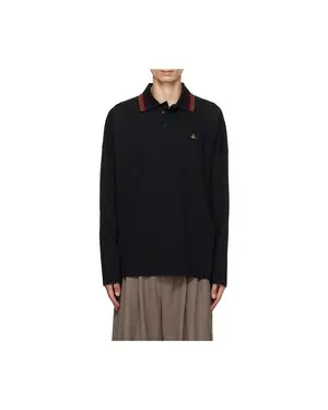 VIVIENNE WESTWOOD Logo Embroidered Polo Shirt - Black