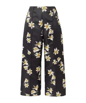 EMILIA WICKSTEAD Faille Wide-leg Pants - Black