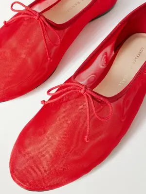 LOEFFLER RANDALL Mesh Ballet Flats With Bow Detailing - Red
