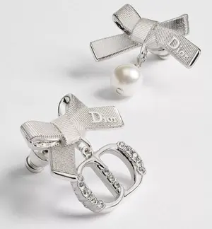 Dior Cd Parure Earrings With Pearl And Crystals