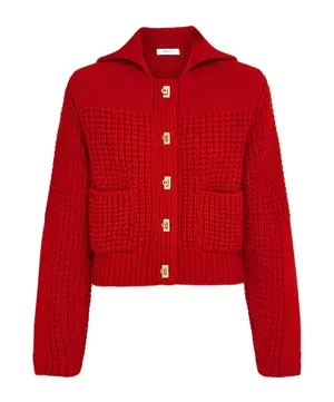 FERRAGAMO Cardigan With Gancini Buttons - Red