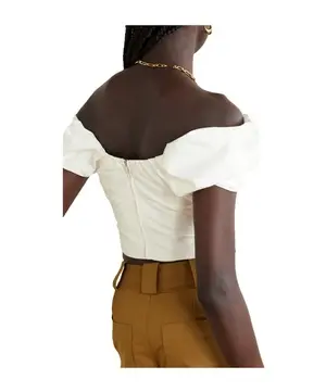 A.L.C. Off-the-shoulder Gathered Cotton-blend Poplin Top