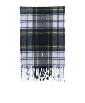 Polo Ralph Lauren Checked Fringe Scarf - Blue/white/dark