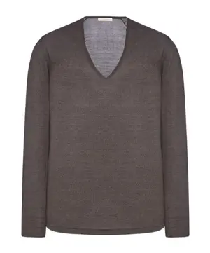 THE ROW V-neck Long Sleeve Sweater - Mixed Brown