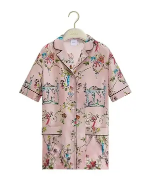 Dior Short-sleeved Shirt With Floral Print And Contrast Piping - Pink