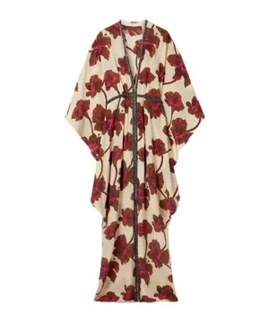 Johanna Ortiz Floral Maxi Dress With V-neck And Sequin Embellishments