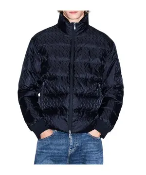 Armani Exchange Long-sleeved Quilted Jacket With All-over Logo
