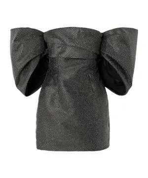 Solace Elina Off-the-shoulder Gathered Faille Mini Dress - Black