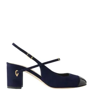 Jennifer Chamandi Patent Leather-trimmed Suede Slingback Pumps - Blue