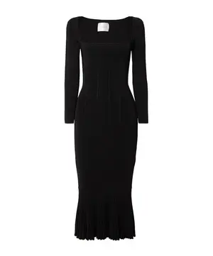 Galvan Ribbed-knit Midi Dress - Black