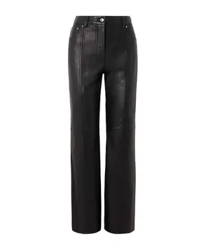 Rabanne Leather Straight-leg Pants - Black