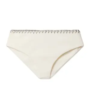 Marysia Embroidered Seersucker Bikini Briefs