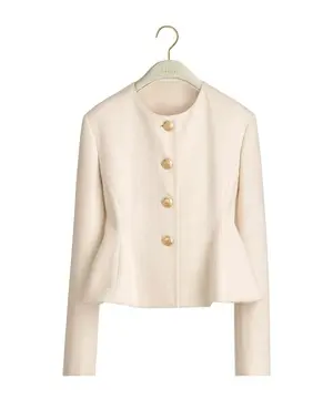 Dior Peplum Jacket With Médaillon Buttons - Beige