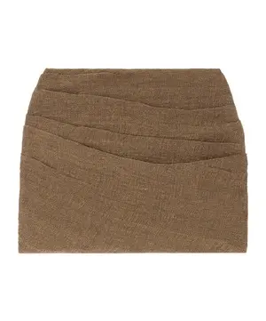Le Kasha Spetses Draped Organic Linen-gauze Mini Skirt - Brown
