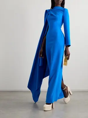 Solace Asymmetric Draped Crepe Gown