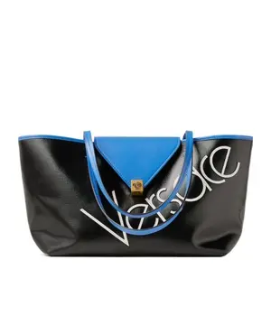 Versace Severine Small Coated Canvas Tote - Blue/black