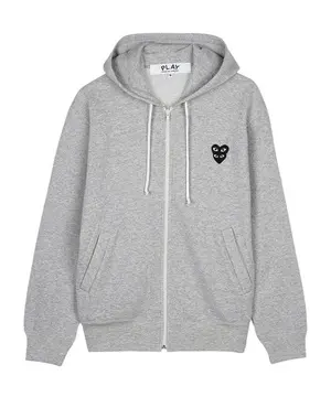 Comme Des Garçons Long Sleeve Zip-up Hoodie With Drawstring Hood And Logo Detail