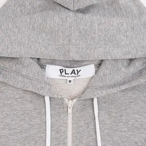 Comme Des Garçons Long Sleeve Zip-up Hoodie With Drawstring Hood And Logo Detail
